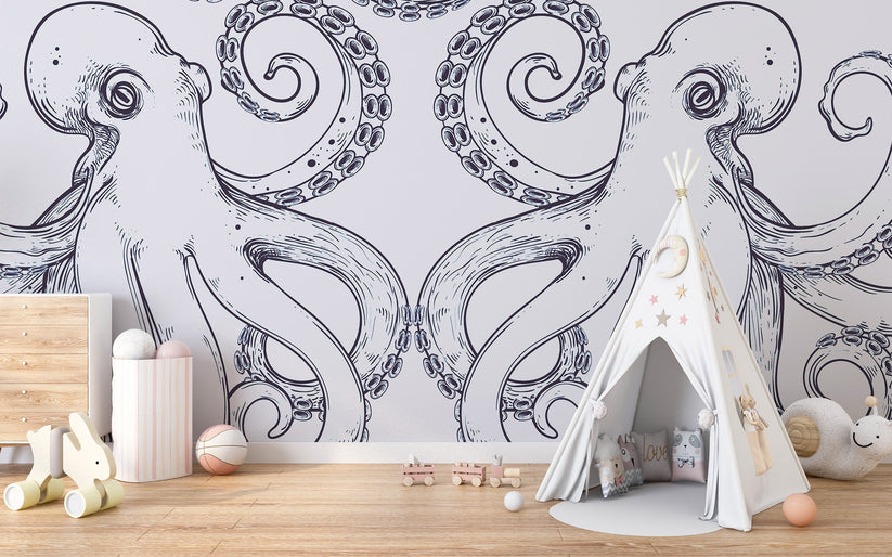 Order Giant Octopus Wallpaper Mural for Stunning Bathroom Walls