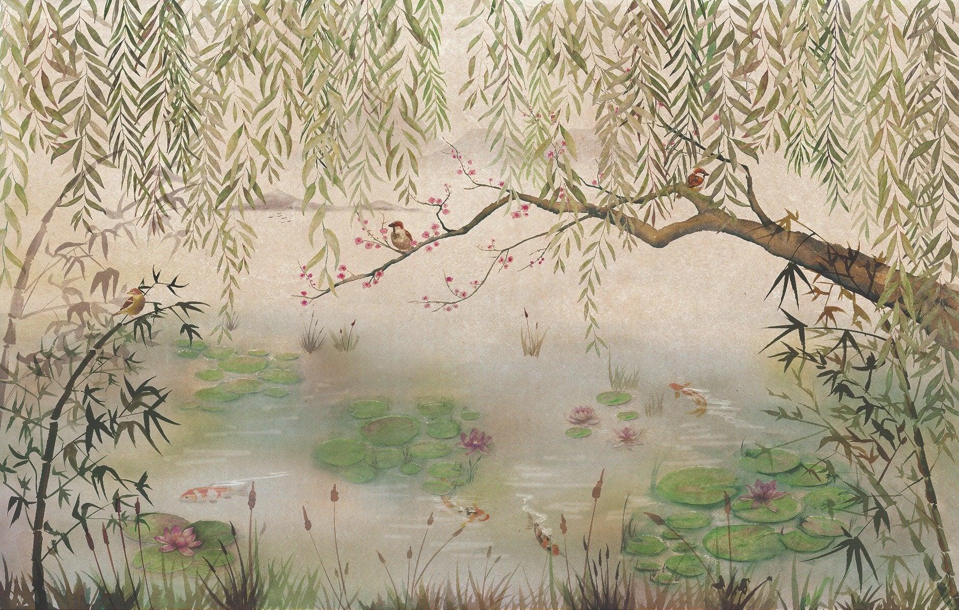 Calm Pond View Wallpaper Mural – Tranquil Nature Wall Mural