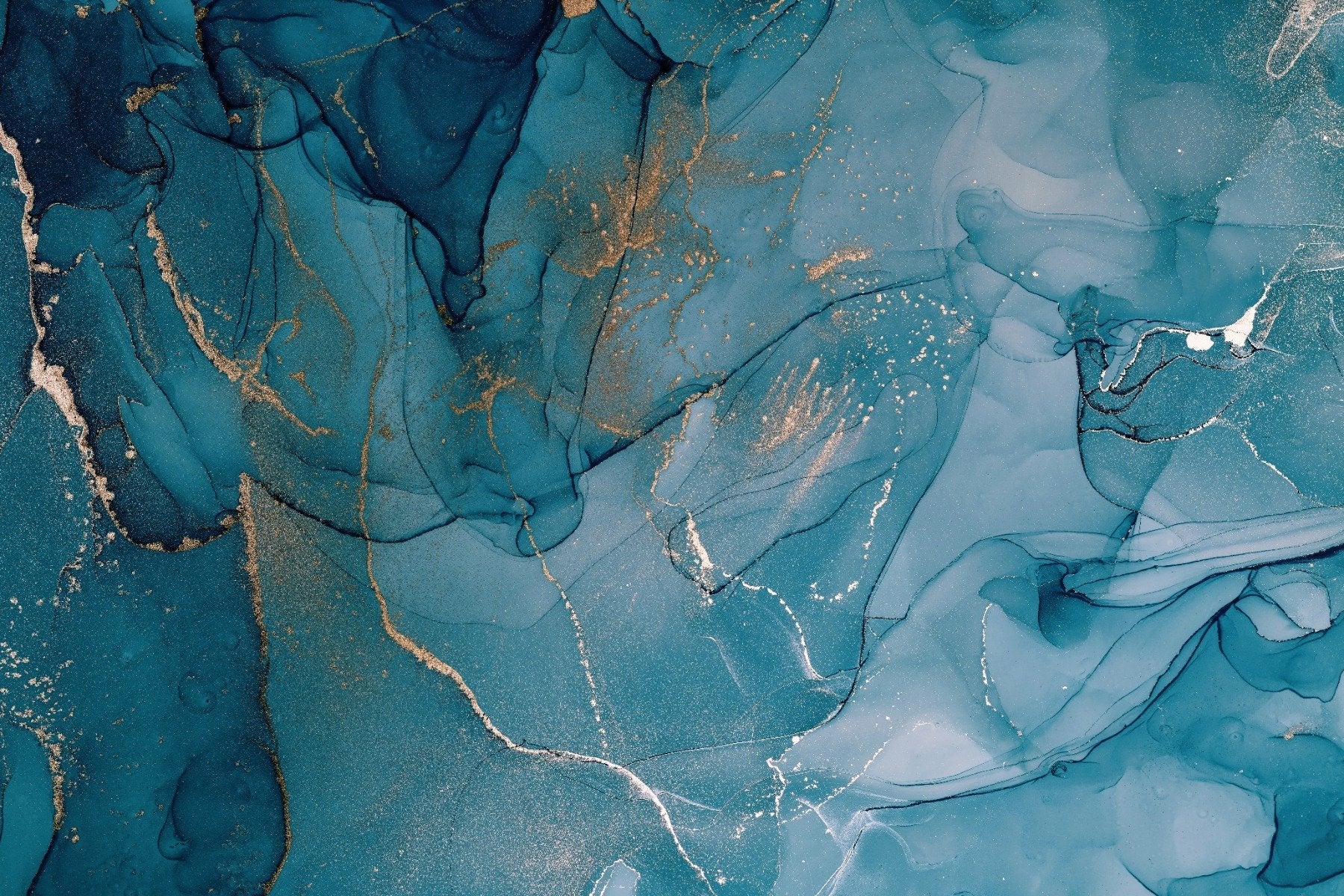 Artsy Blue Alcohol Ink Art Wallpaper - Bedroom Feature Wall